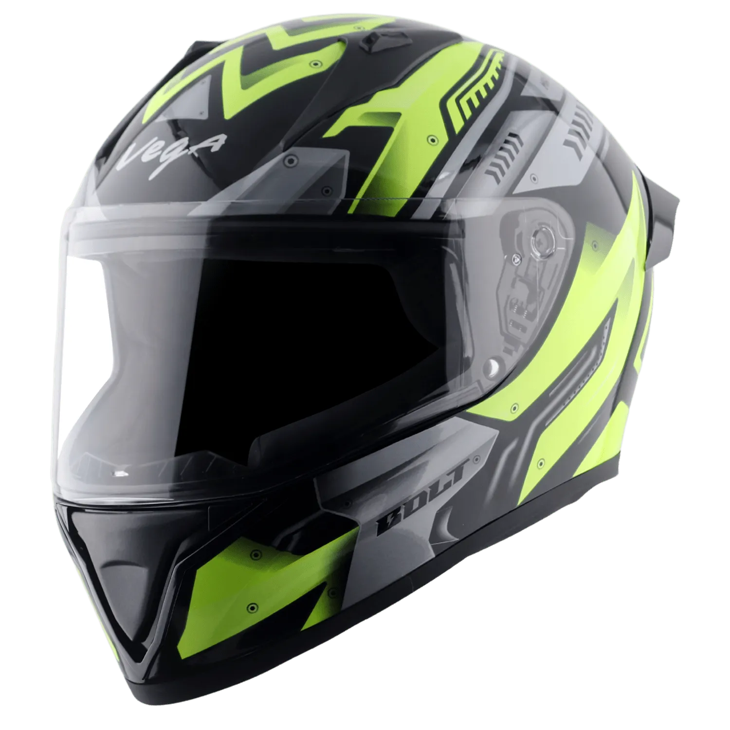 VEGA Bolt Dx Martial Black Neon Yellow Full Face Helmet – Sparkly Helmets