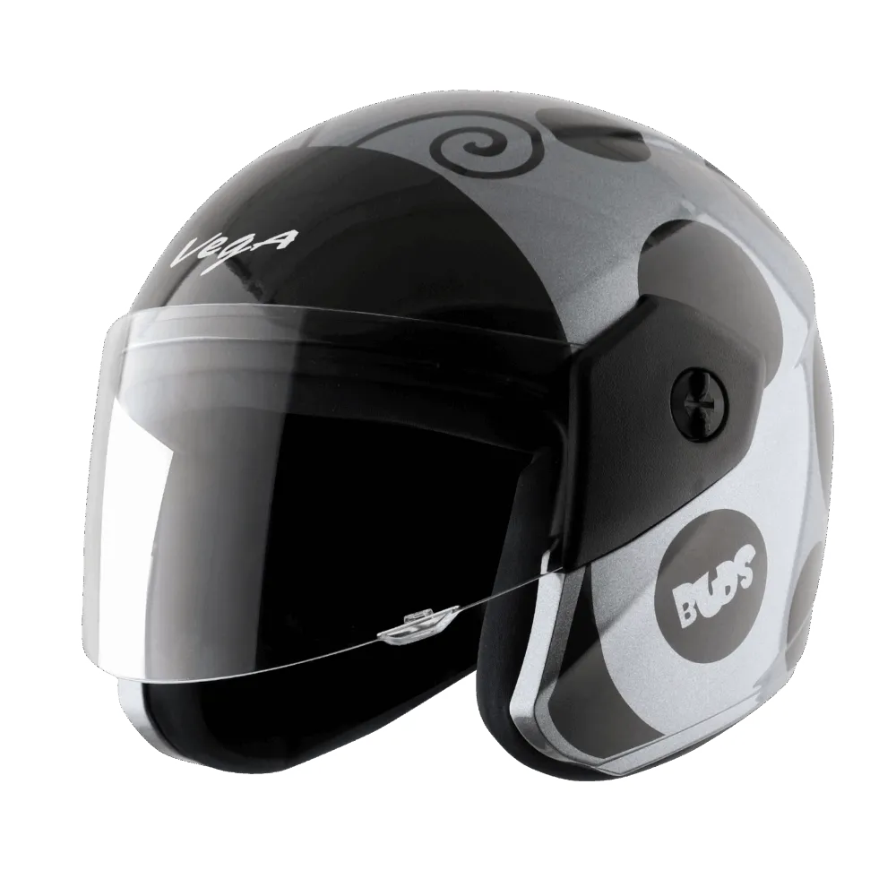Vega Buds Of Beetle Anthracite Black Half Face Helmet – Sparkly Helmets